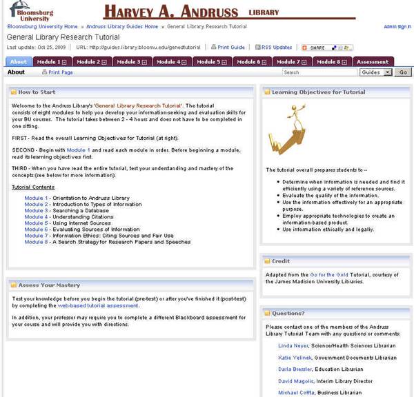 Using LibGuides for an information literacy tutorial: Tutorial 2.0 ...
